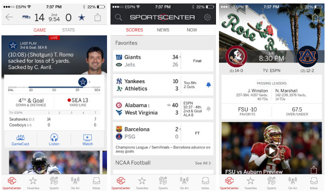 ESPN updates SportsCenter for iOS with new football features, Secret ...