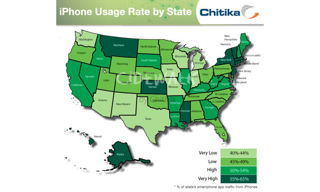 iPhone usage rates correlate to education and population density, study ...