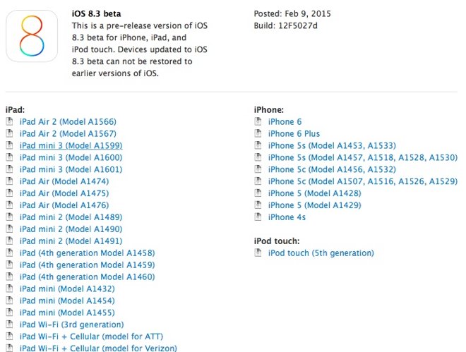 Apple supplies first beta of iOS 8.3 to developers, issues 'noteworthy ...