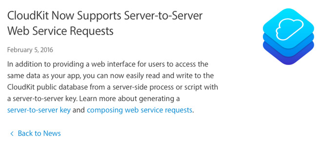 Apple adds server-to-server web service requests to CloudKit | AppleInsider