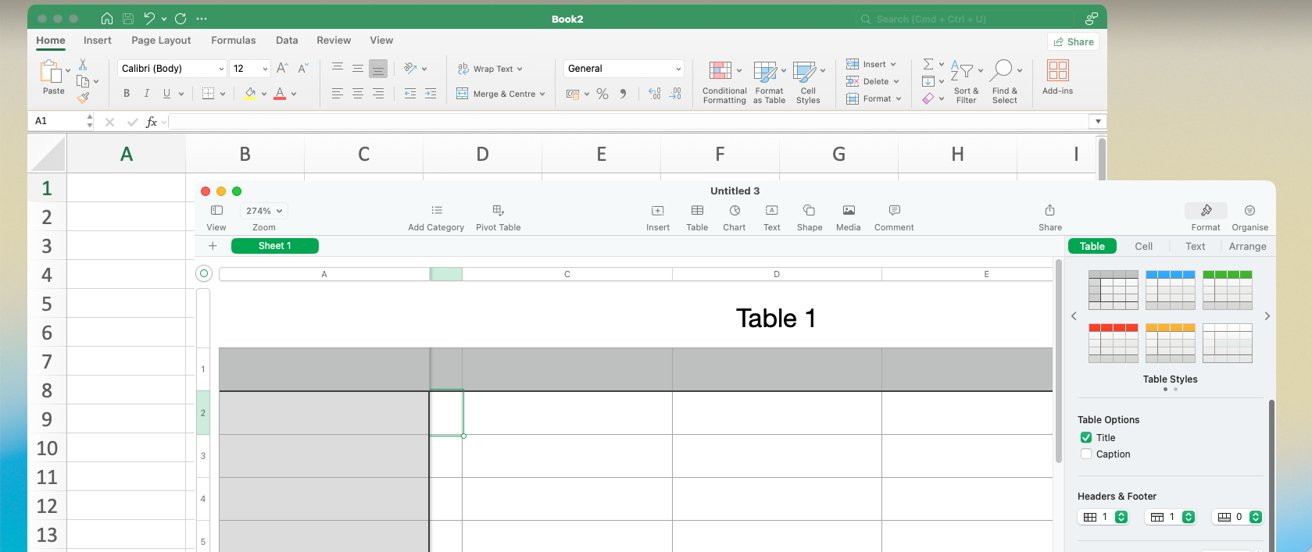 Apple Numbers vs Microsoft Excel - features and cost