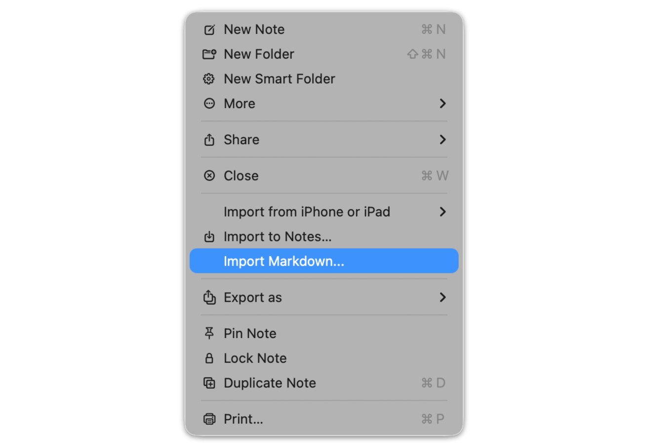 How to import & export Markdown with Apple Notes in macOS Tahoe